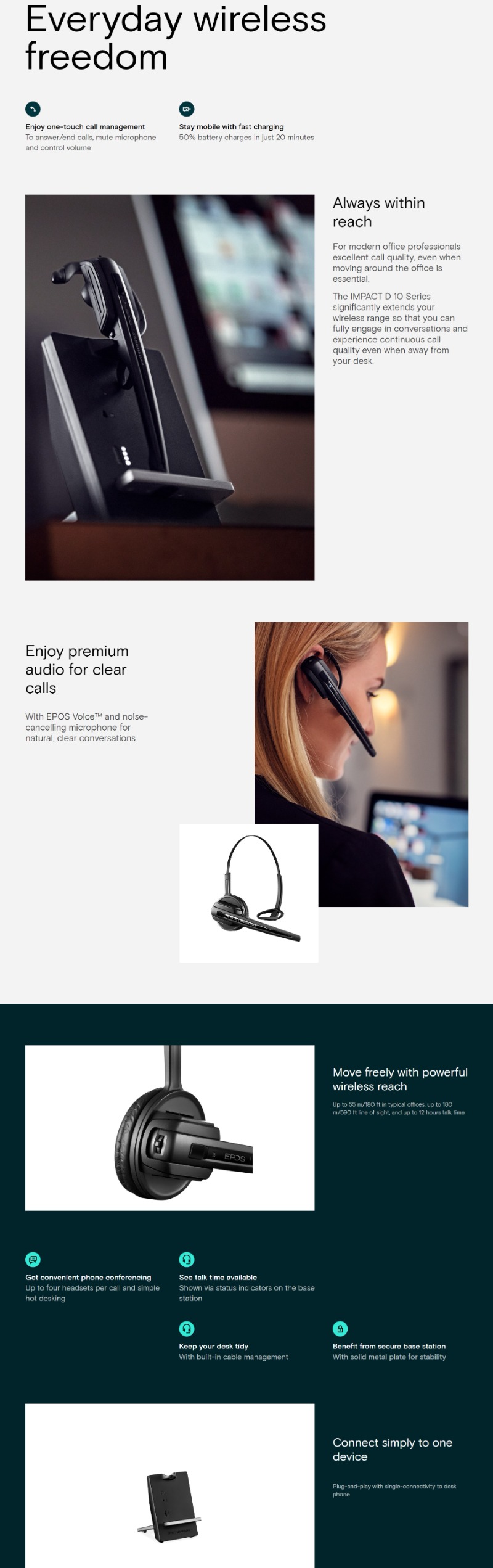 EPOS Sennheiser IMPACT D10 Phone Mono Wireless Headset, DECT, upto 12 ...