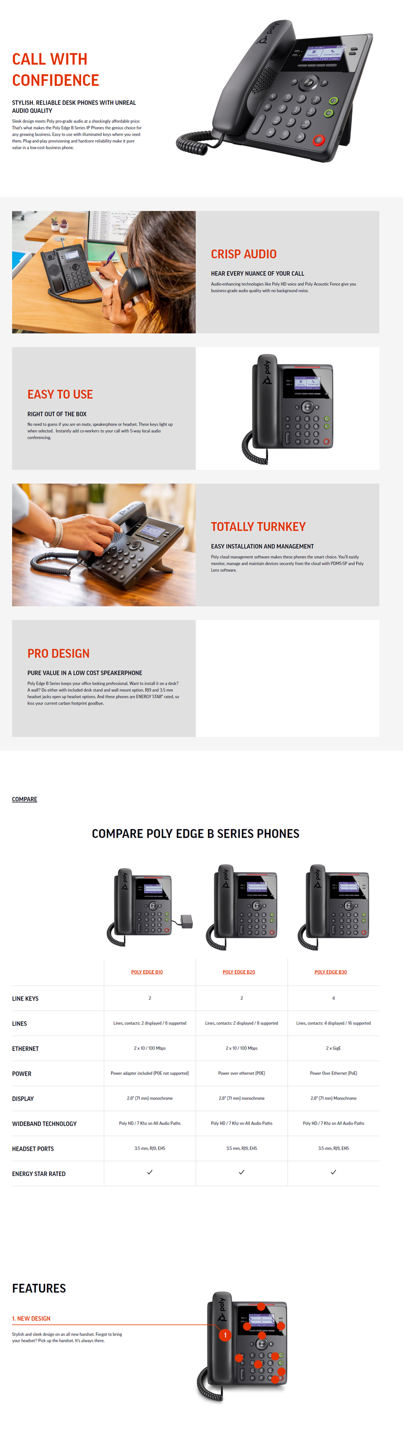 POLY EDGE B20 IP PHONE POE - 2200-49805-025