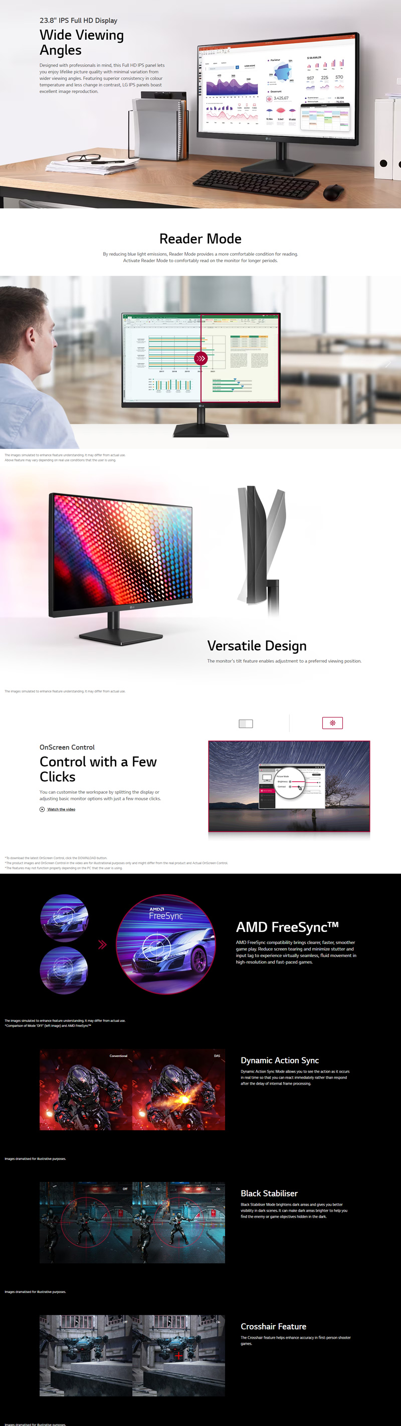 LG 24" (16:9) FHD IPS LED, VGA, HDMI, TILT, VESA, F/SYNC, 3YR 24MQ400-B