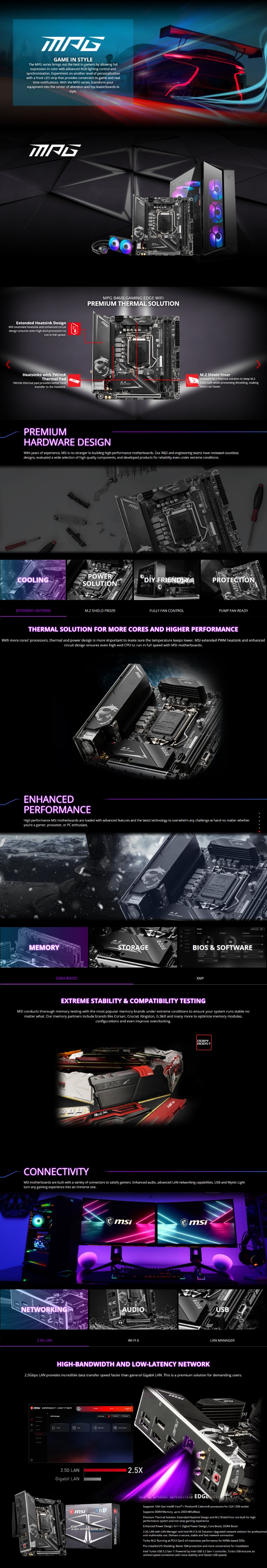 MSI MPG B460I GAMING EDGE WIFI Mini-ITX Intel® B460 Chipset i9 DDR4 ...