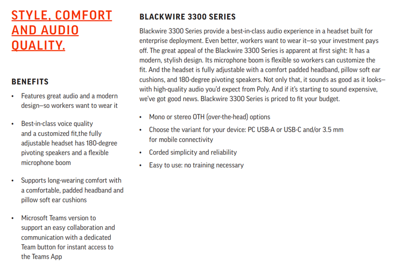 Plantronics/Poly Blackwire 3320, Standard, USB-A, Stereo, Corded, Noise ...