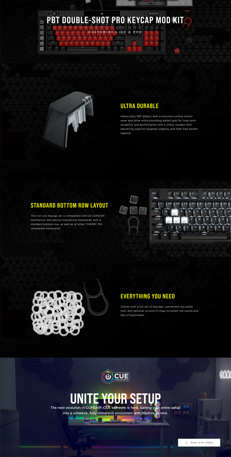 Corsair PBT Double-shot Pro Keycaps - Onyx Black Keyboard CH-9911060-NA