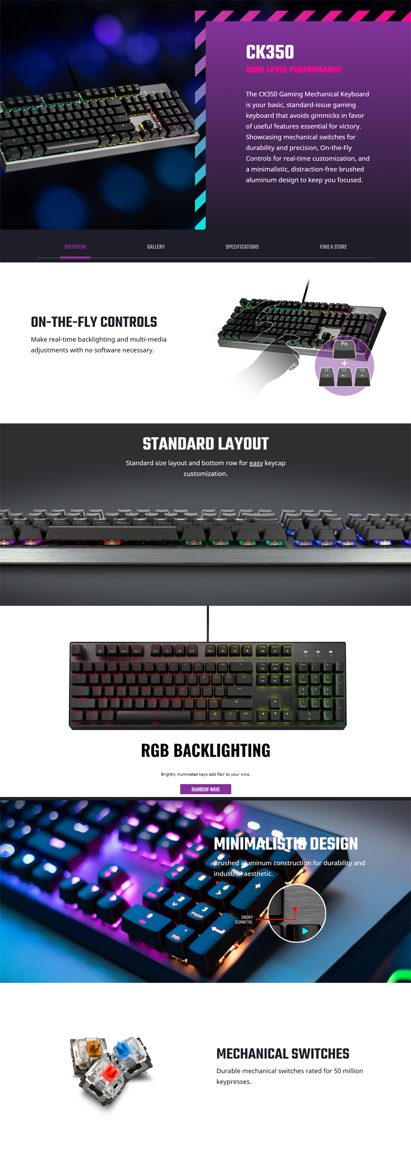 COOLER MASTER CK350 RGB MECHANICAL KEYBOARD, MINIMALISTIC, ALUMINIUM ...
