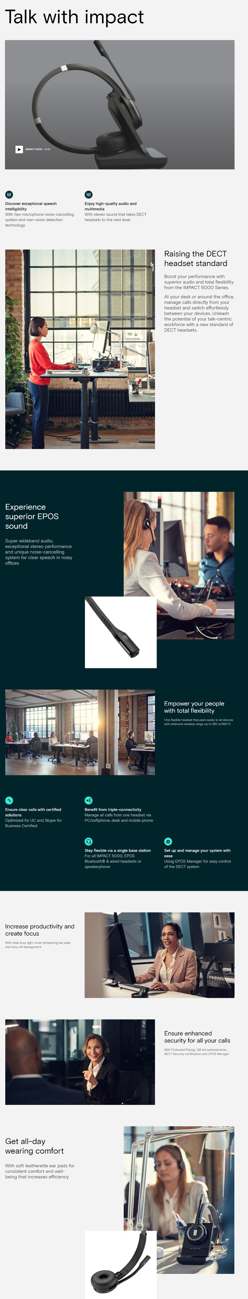 EPOS Sennheiser Impact SDW 5065 DECT Wireless Office Binaural headset w ...