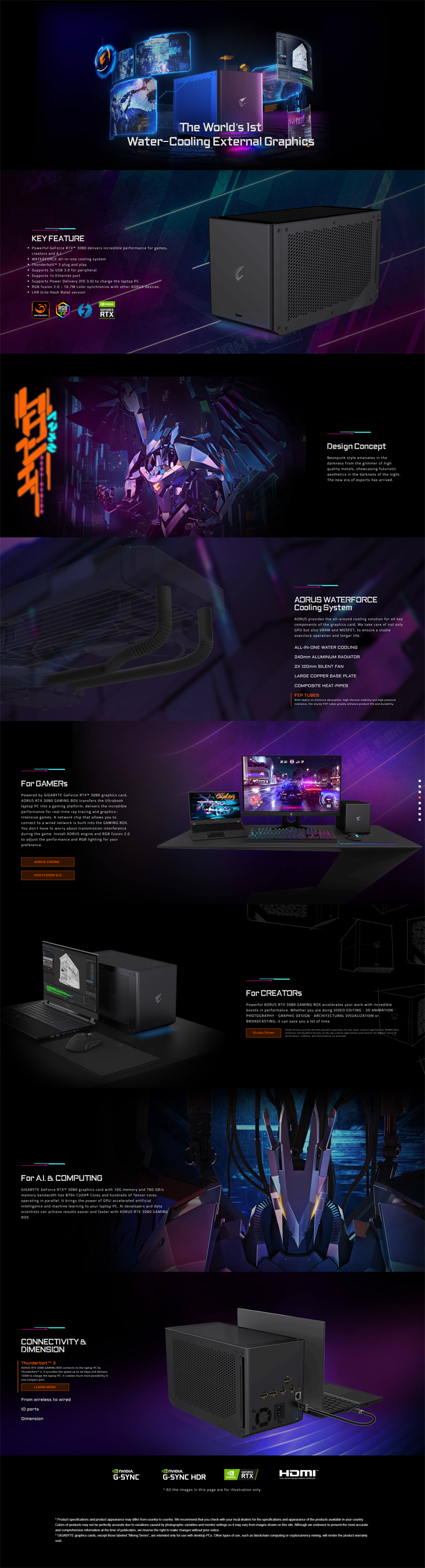 GIGABYTE RTX 3080 GAMING BOX, PCIe x16, 24GB GDDR6X,1xUSB-C,1xLAN,2xDP ...