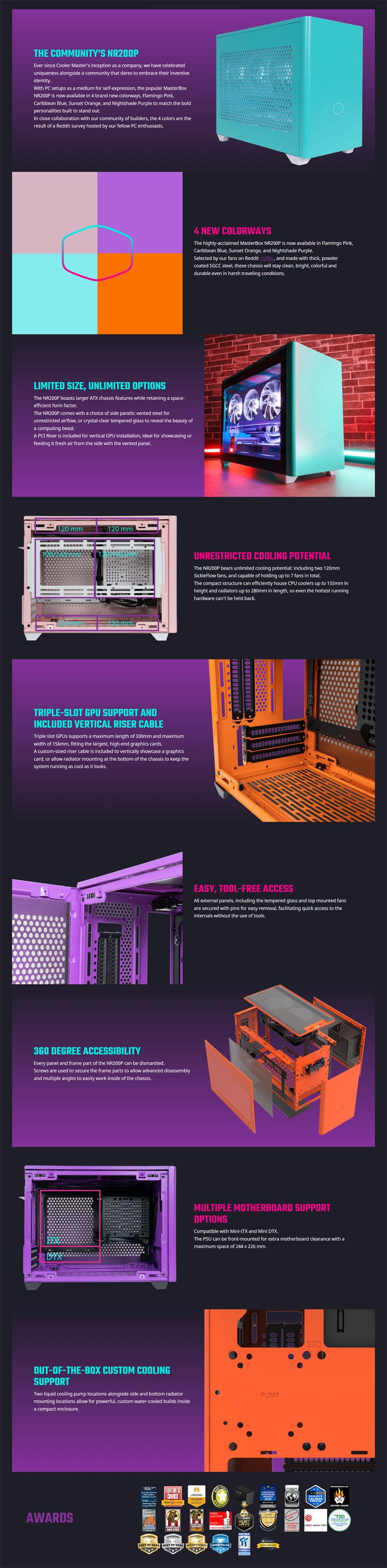 COOLERMASTER NR200P PURPLE MINI-ITX, TEMPERGLASS, STEEL SIDE PANEL, 2X ...