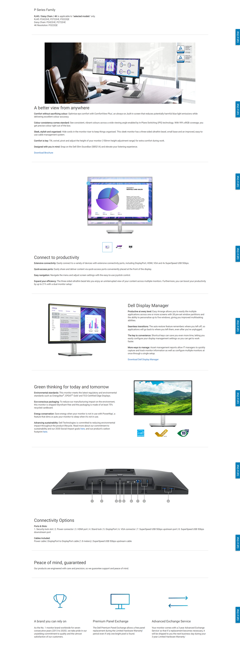 Dell 21.5IN P2222H 16:9 IPS 1920X1080 60HZ 8MS 250CD/M2 HEIGHT ...