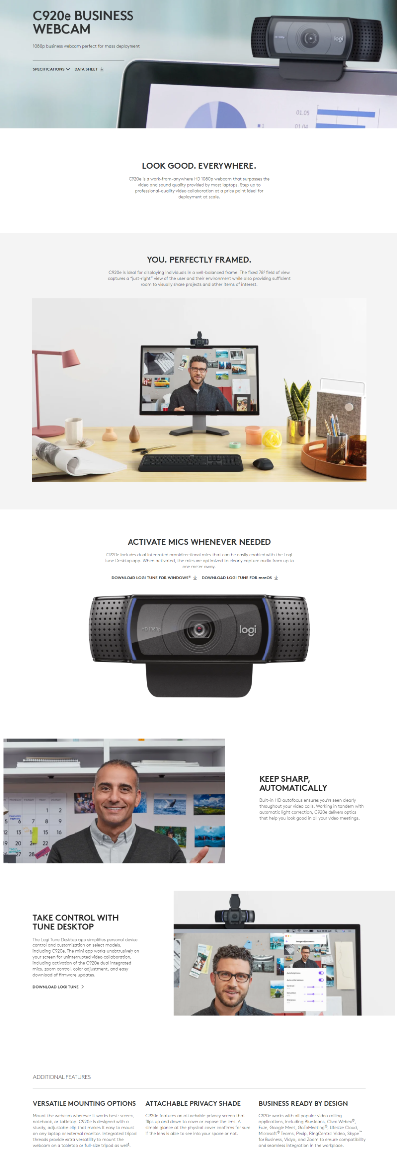 Logitech C920e Webcam (brown box) (960-001360)