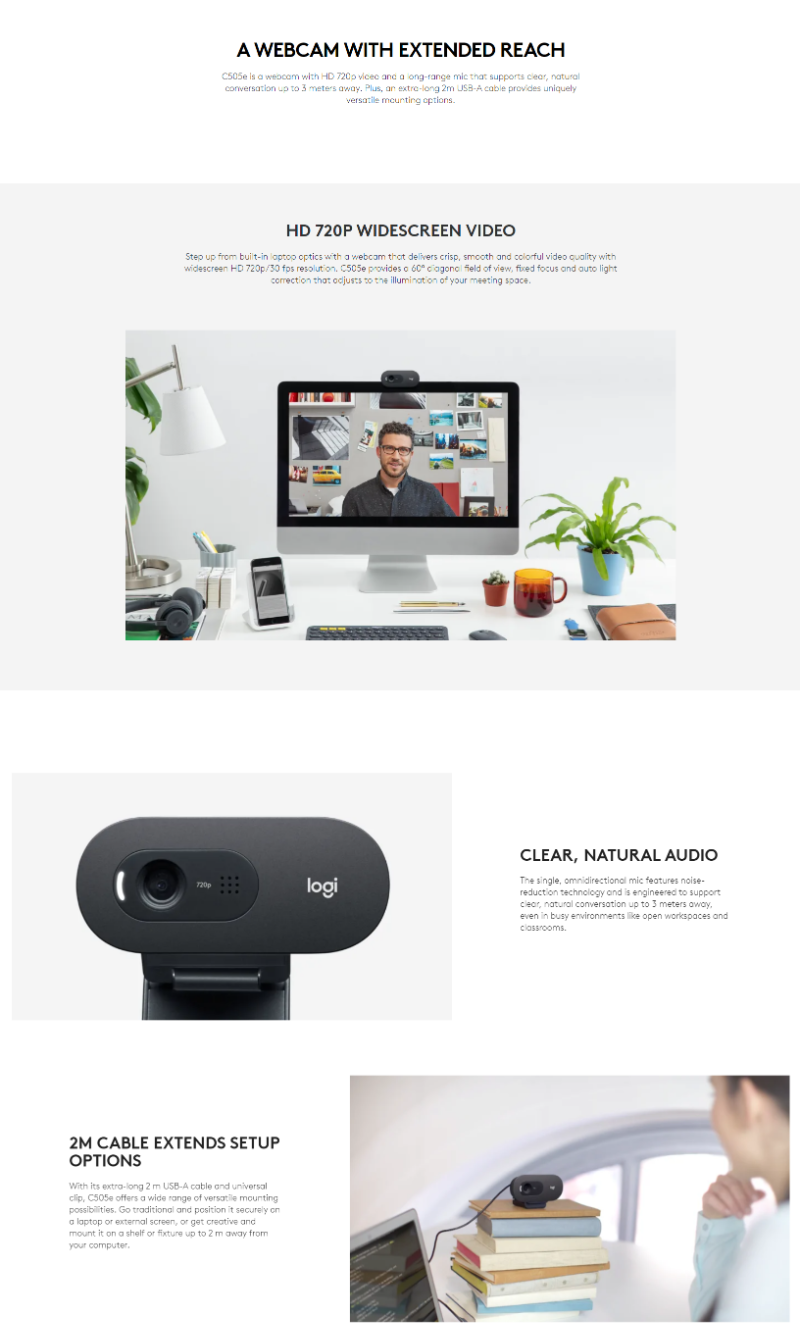 LOGITECH C505E HD WEBCAM (Brown Box) (960-001372)