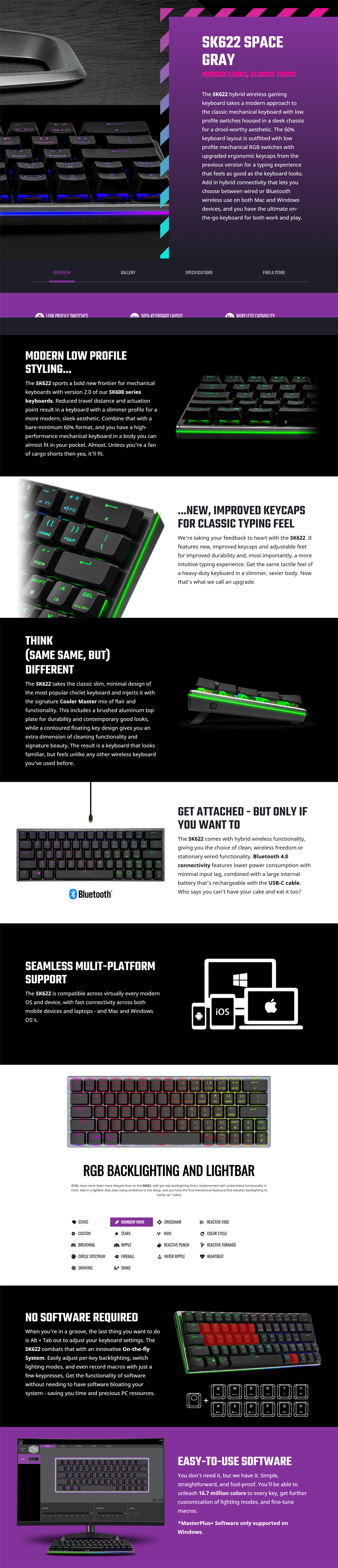 Cooler Master SK622/TTC LOW PROFILE BLUE/US LAYOUT SK-622-GKTL1-US