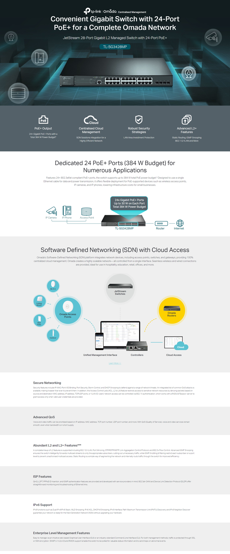 TP-Link JetStream 28-Port Gigabit L2+ Managed Switch with 24-Port PoE+ ...