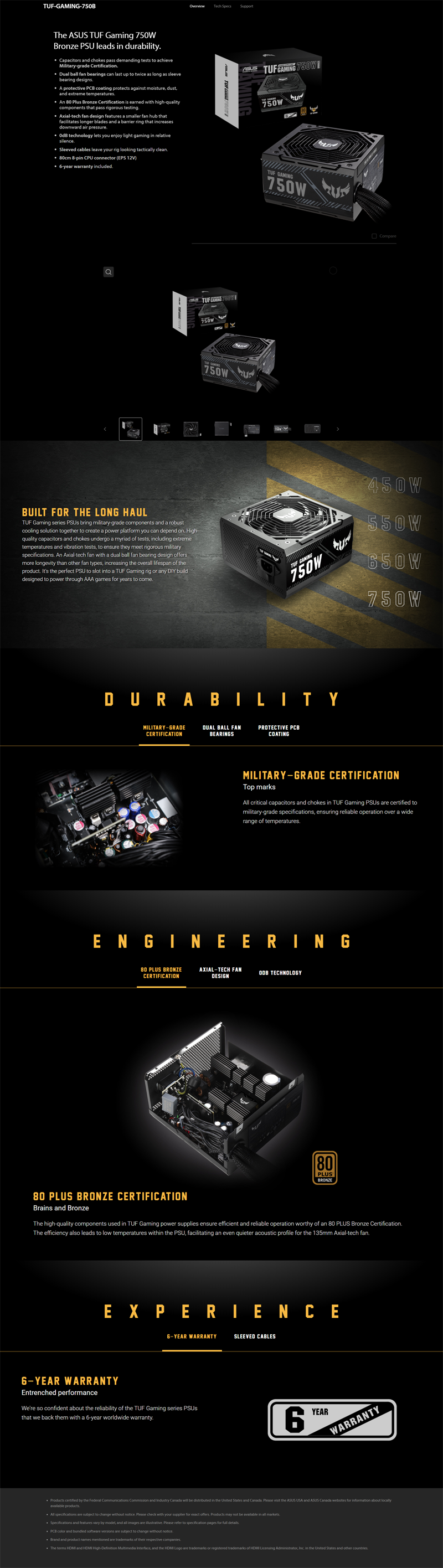 Asus TUF-GAMING-750B ATX Power Supply: 750W TUF Gaming 80+ Bronze Non ...