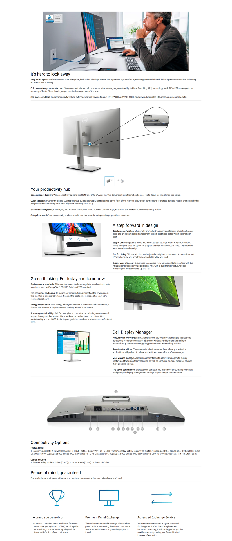 Dell 24.1IN U2421E ULTRASHARP HUB 16:10 IPS LED 1920 X 1200 60HZ VESA ...