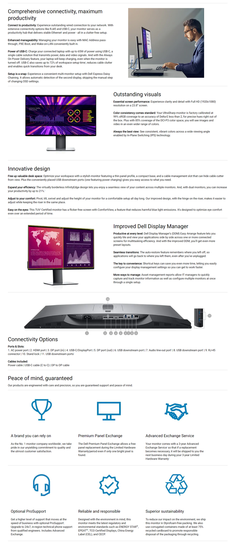 Dell 23.8IN U2421HE ULTRASHARP HUB 16:9 IPS 1920X1080 60HZ 8MS 250CD/M2 ...