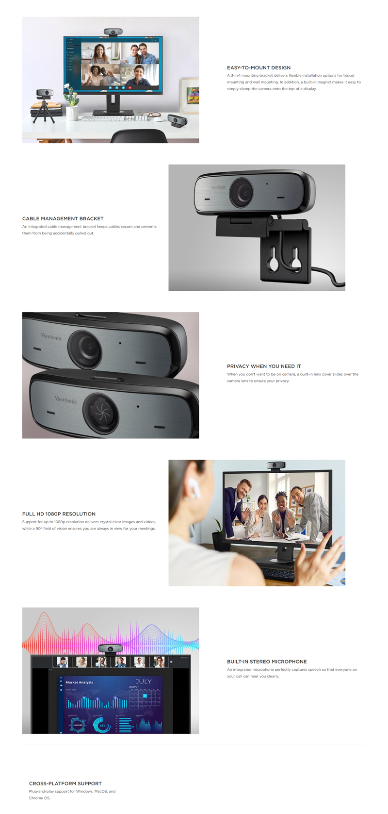 Viewsonic VB-CAM-002 Video Conferencing Camera - 30 fps - Black, Silver ...