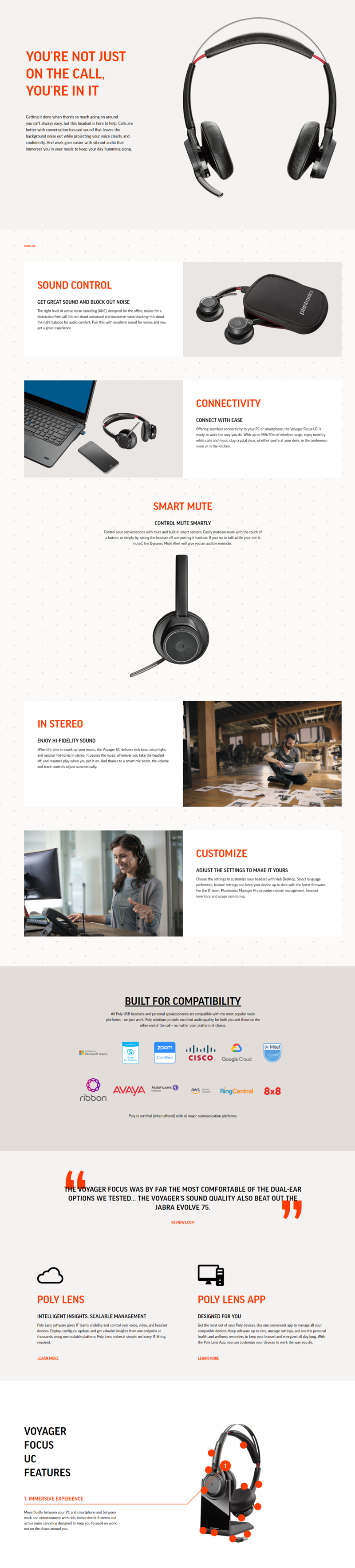 Plantronics/Poly B825-M Voyager Focus UC BT Headset with charging stand ...